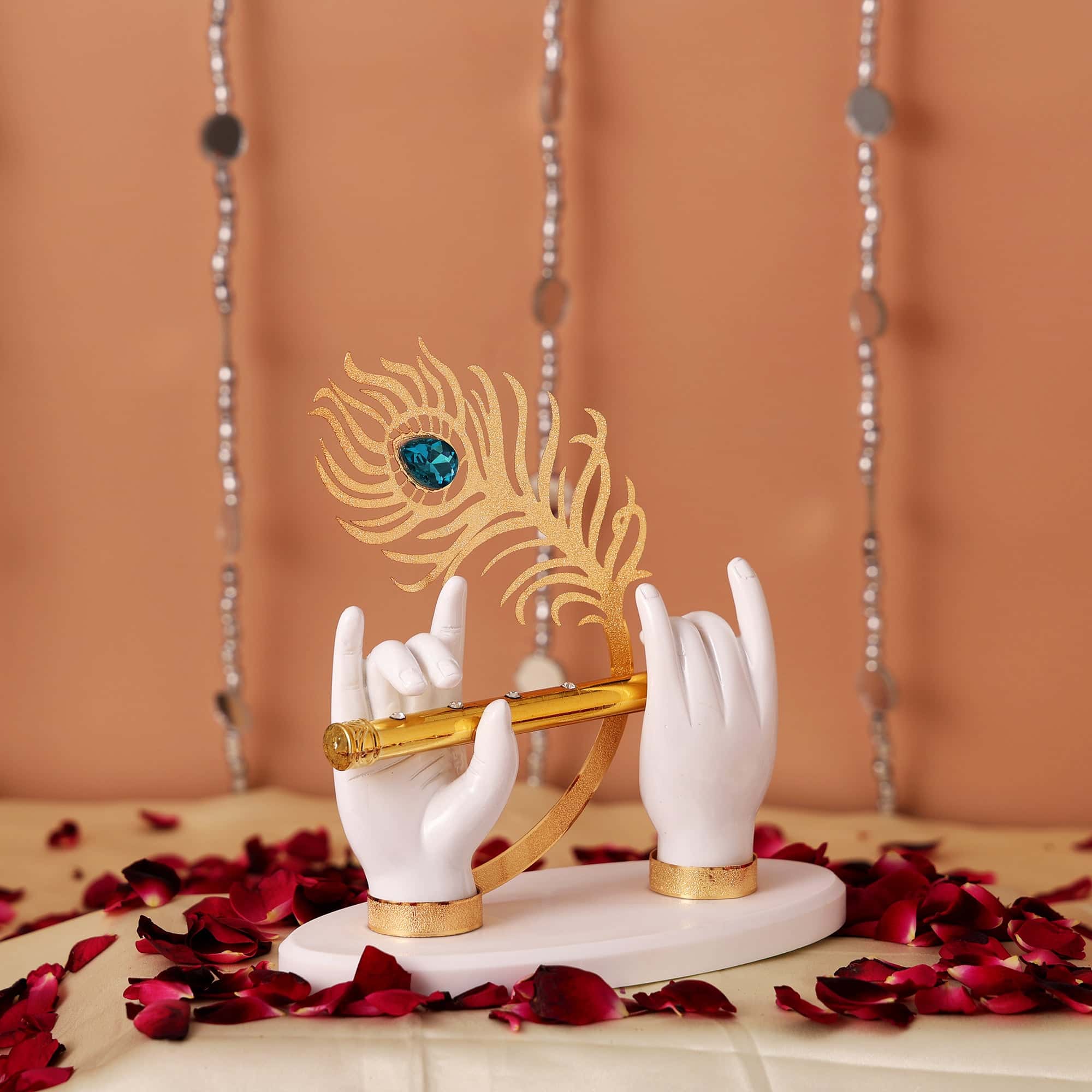 Lord Krishna Hand with Flute 24k Gold Plated – Veda Connection