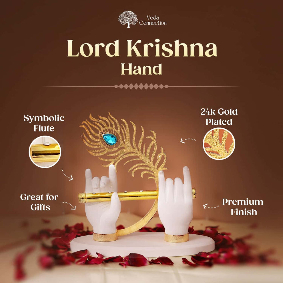 Lord Krishna Hand with Flute 24k Gold Plated – Veda Connection
