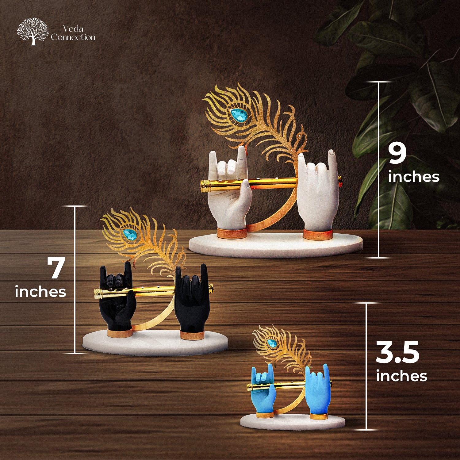 Lord Krishna Hand with Flute 24k Gold Plated – Veda Connection