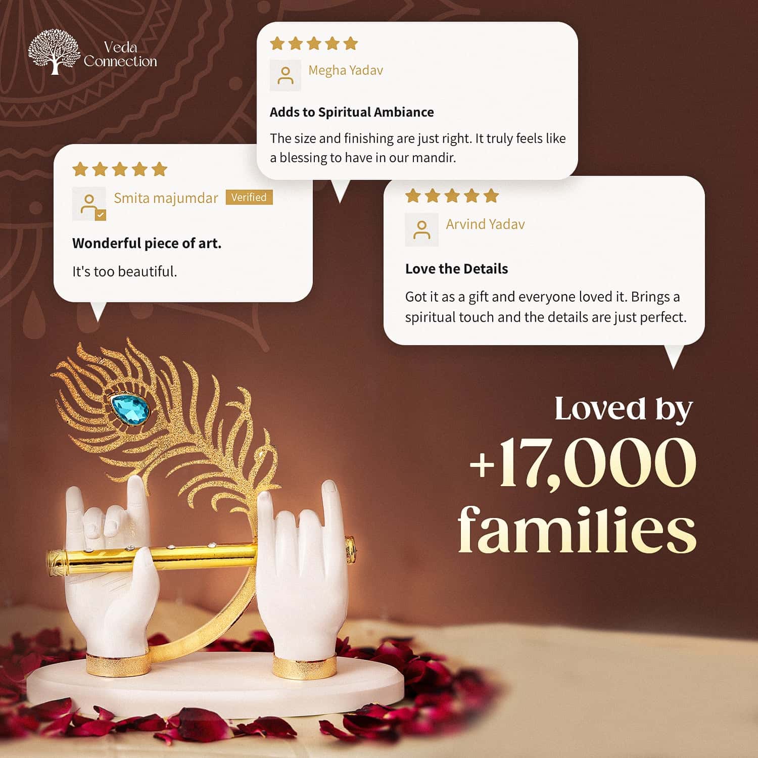 Lord Krishna Hand with Flute 24k Gold Plated – Veda Connection