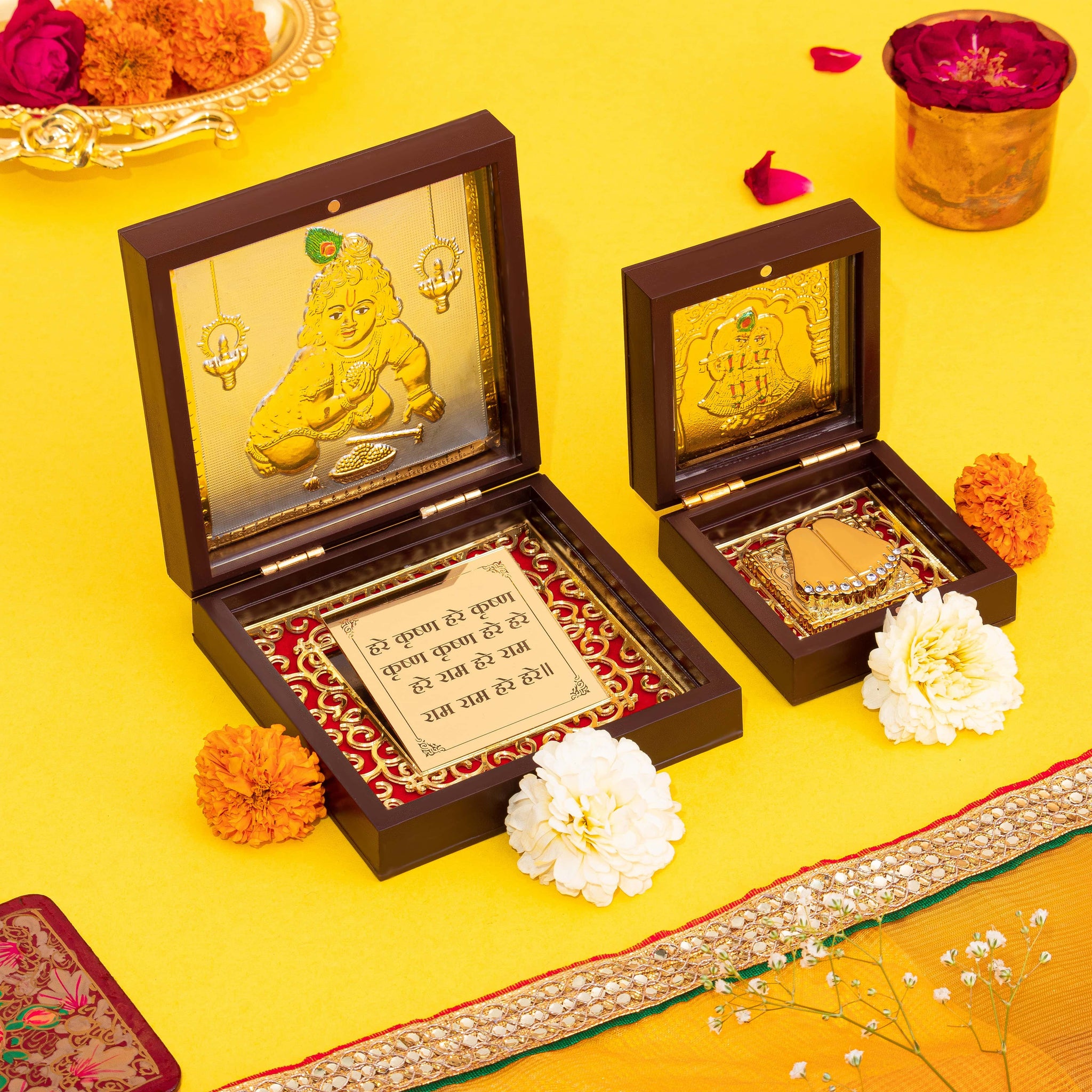 Radhe Krishna Pocket Temple 24 Karat Gold Coated – Veda Connection