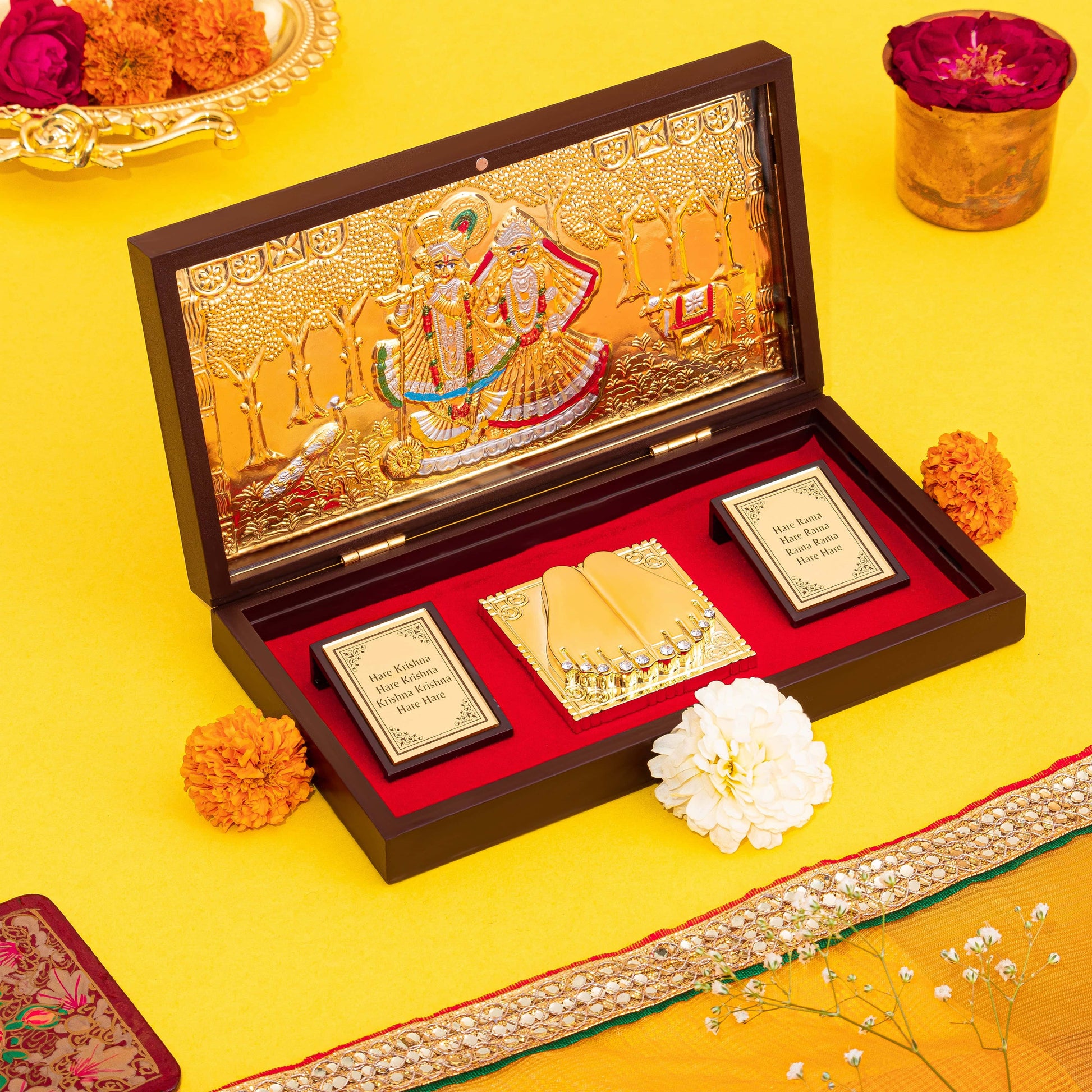 Radhe Krishna Pocket Temple 24 Karat Gold Coated – Veda Connection